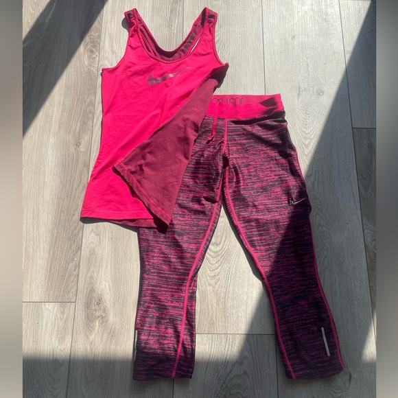 Nike | Tops | Red And Black Nike Pro Set 34 Pants And Tank | Poshmark